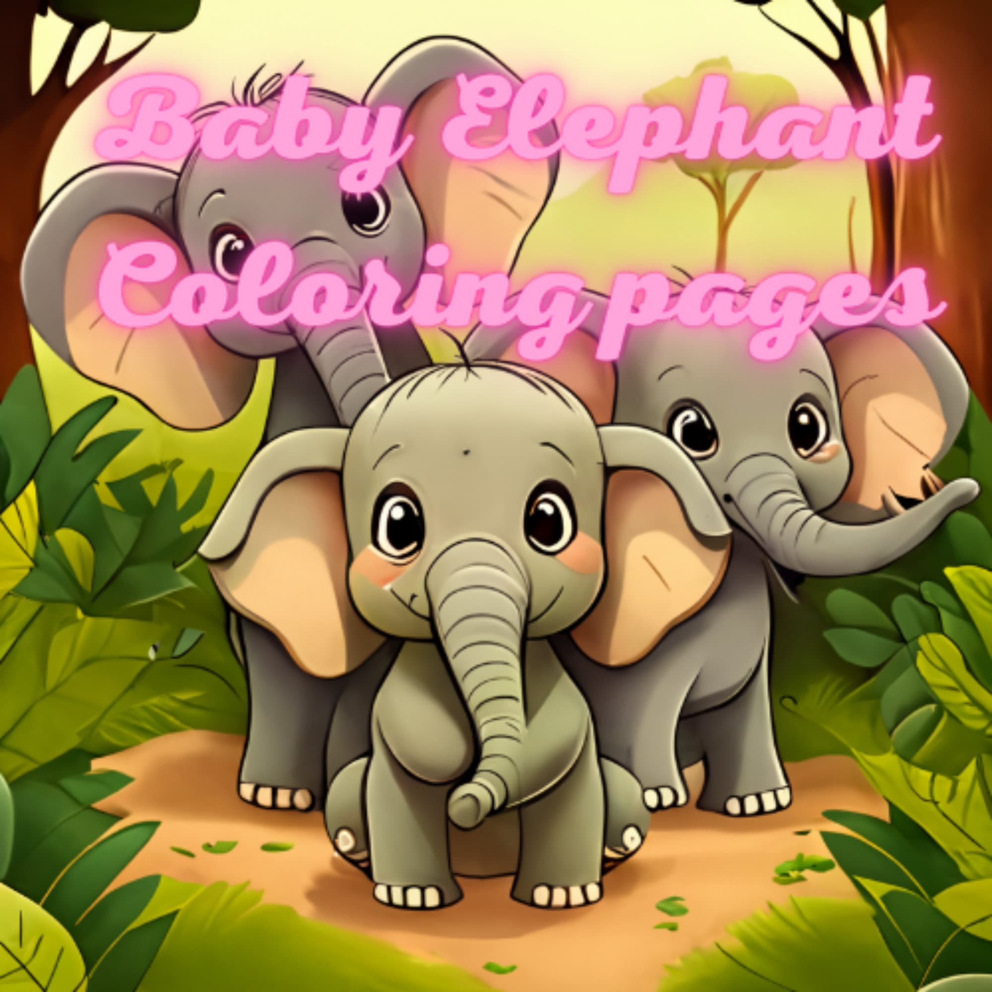 10 Cute Baby Elephants Coloring Pages for Kids and Adults - Etsy