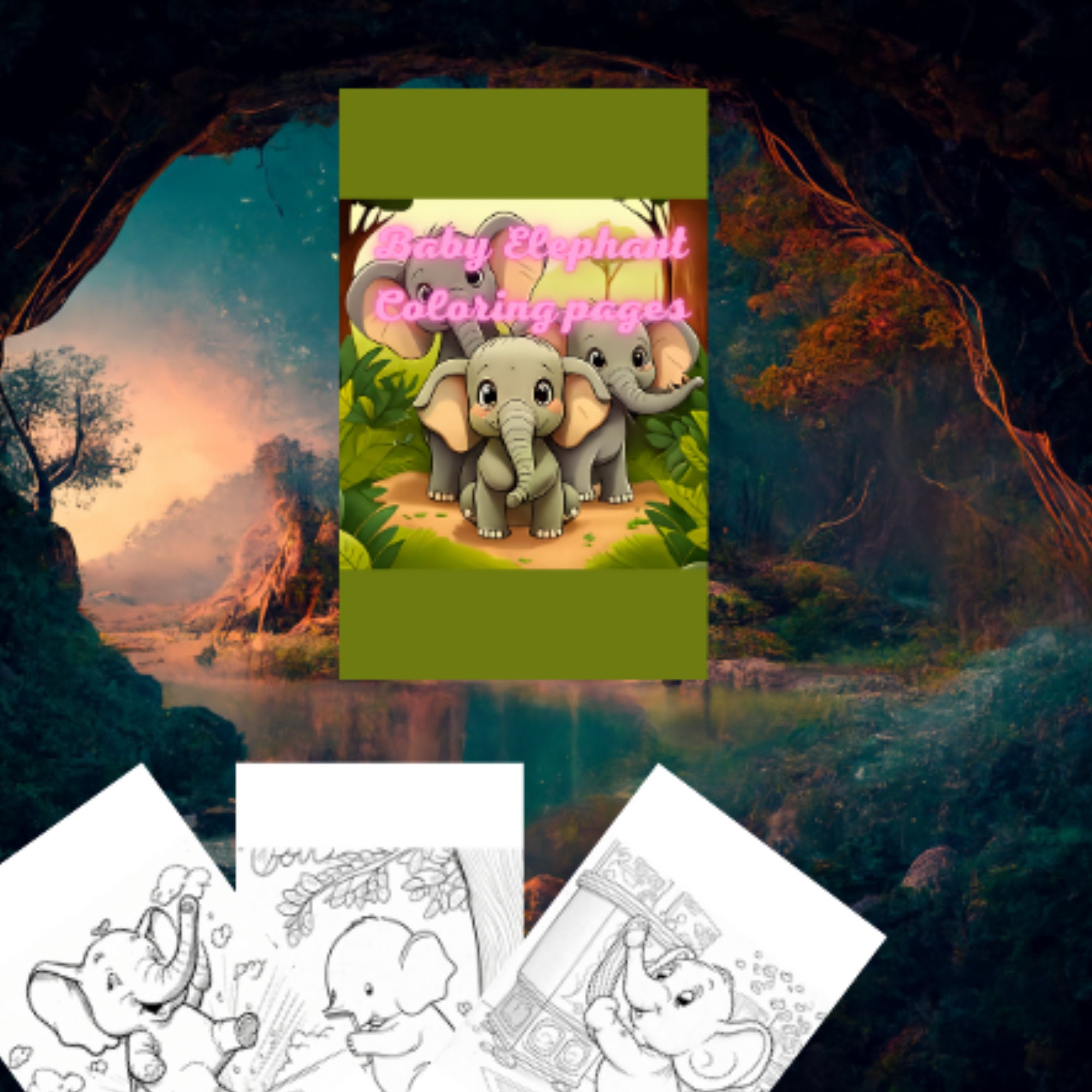 10 Cute Baby Elephants Coloring Pages for Kids and Adults - Etsy