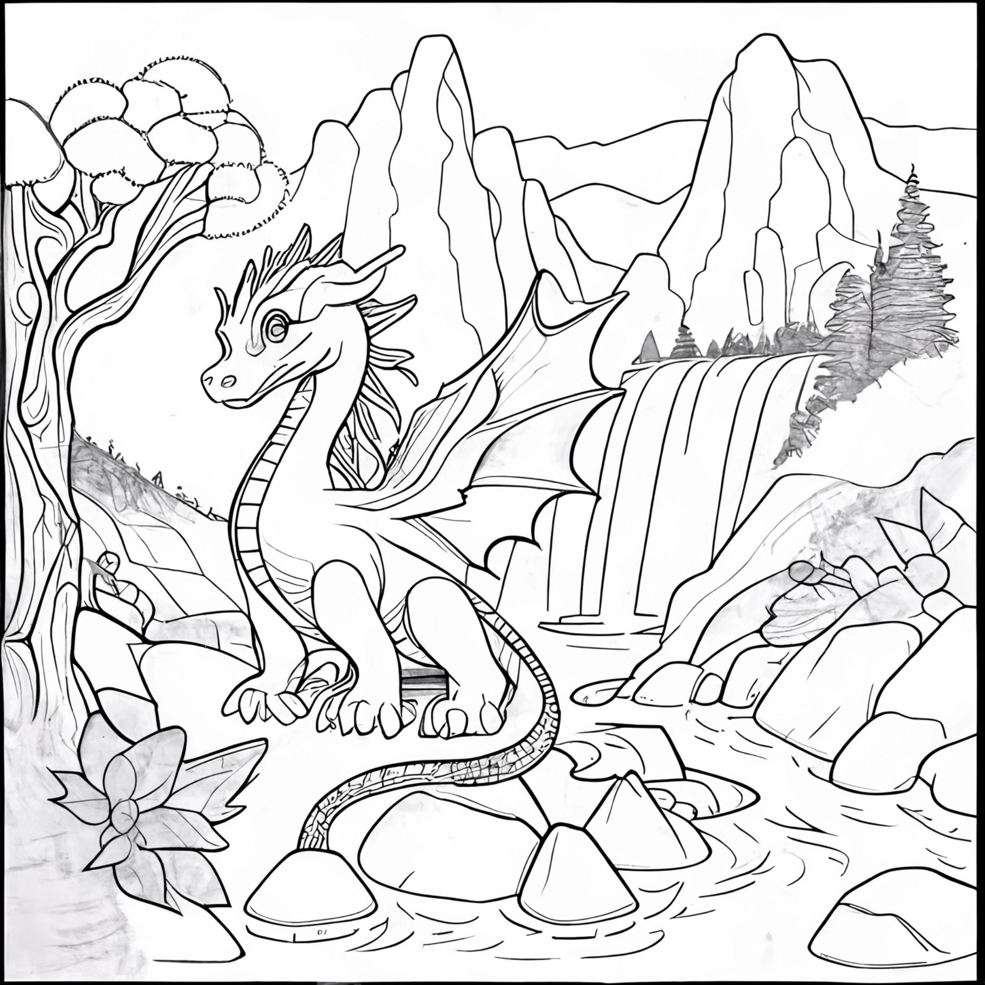 10 Cute Dragons Coloring Pages for Kids and Adults - Etsy