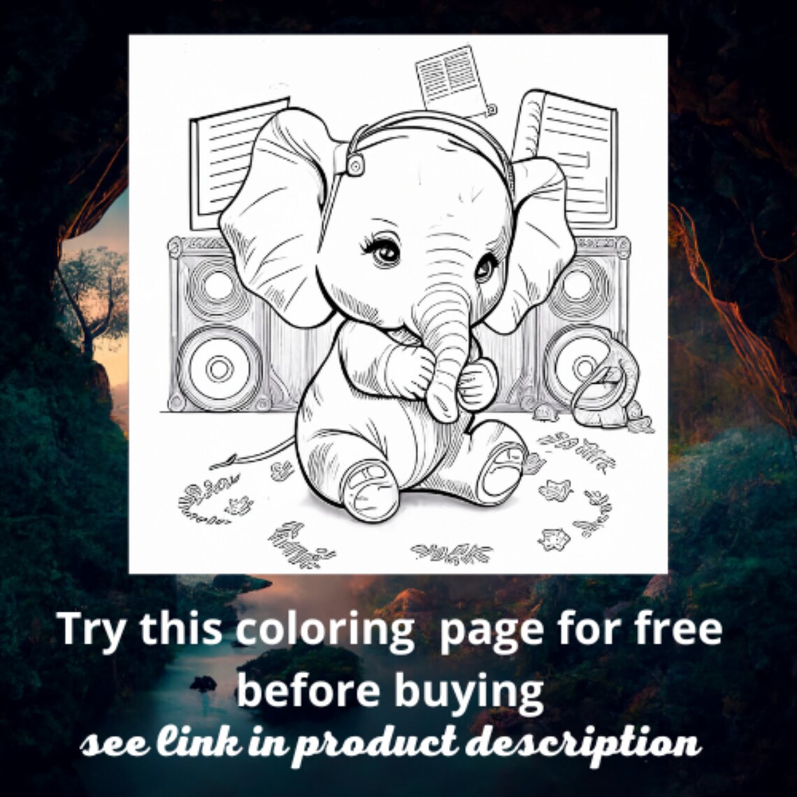 10 Cute Baby Elephants Coloring Pages for Kids and Adults - Etsy
