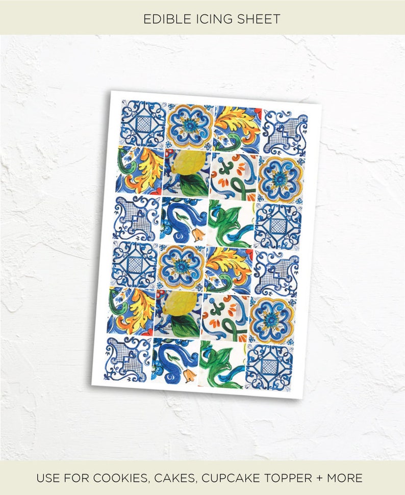 Amalfi Tile PRINT DIGITAL LISTING Cake Wrap Positano Pattern Edible ...
