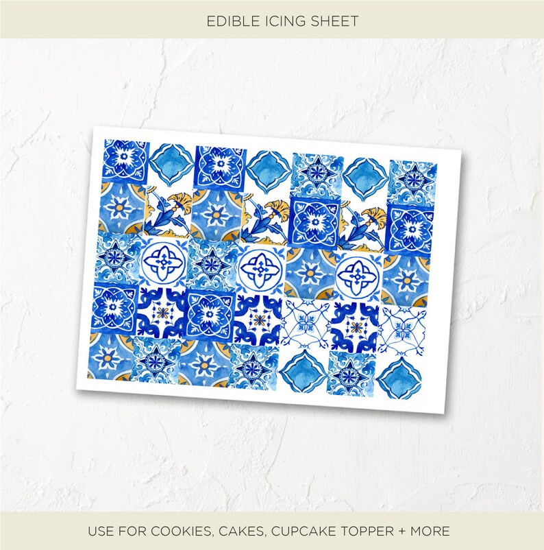 Positano Print DIGITAL LISTING Cake Wrap Trendy Amalfi Tile Party Cake ...