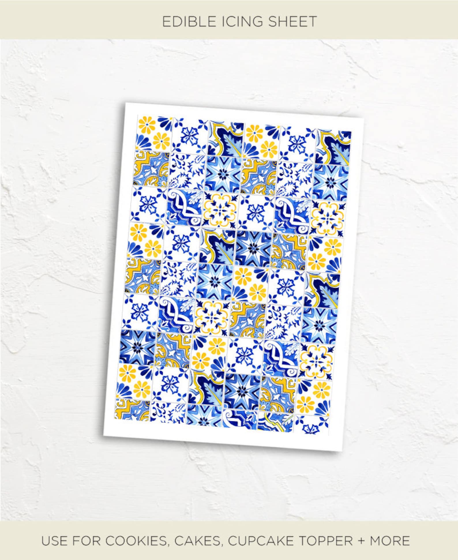 Positano Tile Cookie Edible Print DIGITAL LISTING Amalfi Pattern Tile ...