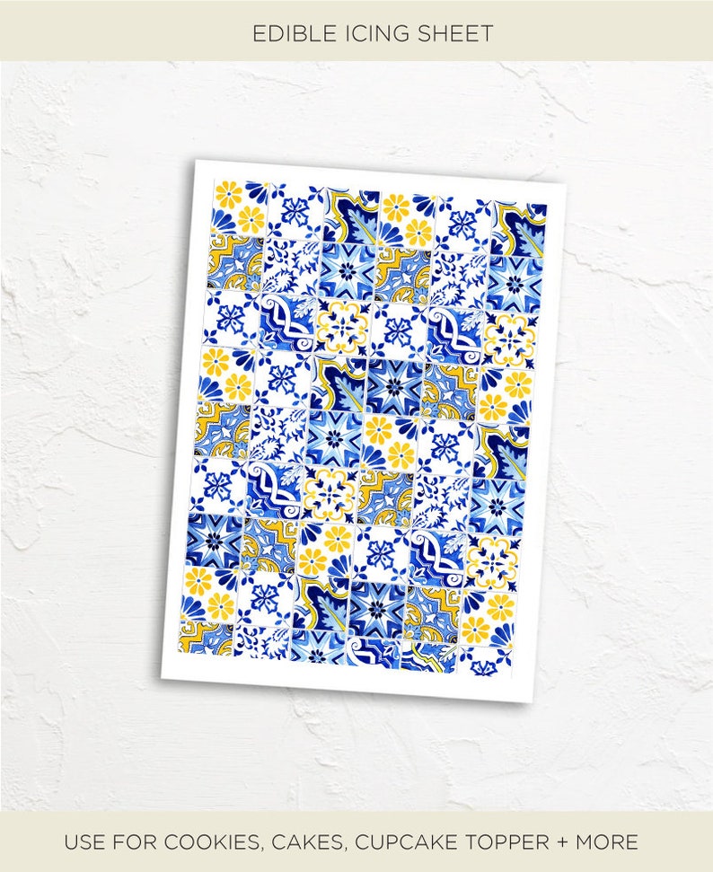 Positano Tile Cookie Edible Print DIGITAL LISTING Amalfi Pattern Tile ...