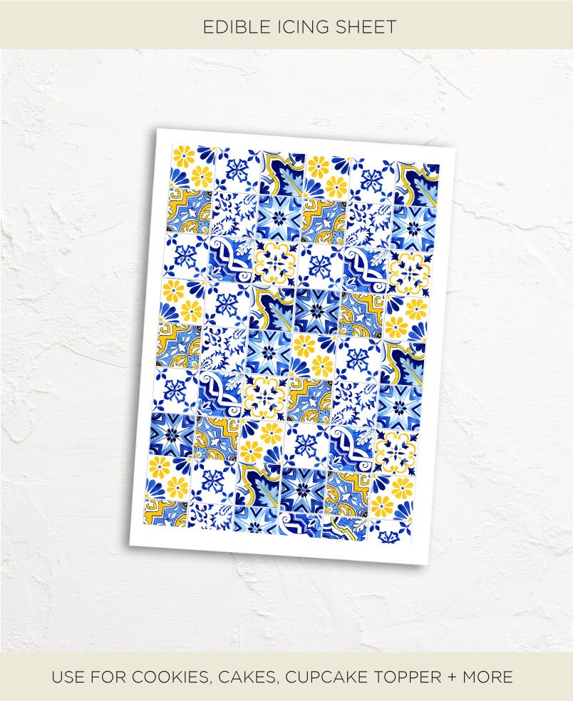 Positano Tile Cookie Edible Print DIGITAL LISTING Amalfi Pattern Tile ...