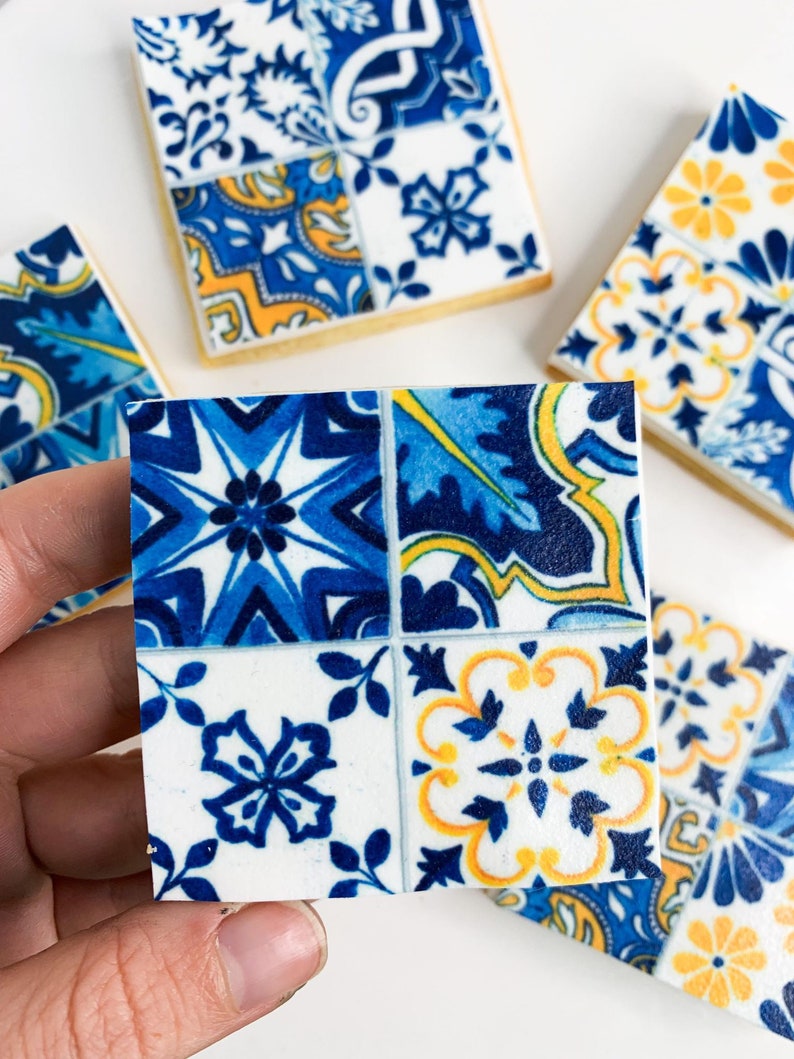 Positano Tile Cookie Edible Print DIGITAL LISTING Amalfi Pattern Tile ...