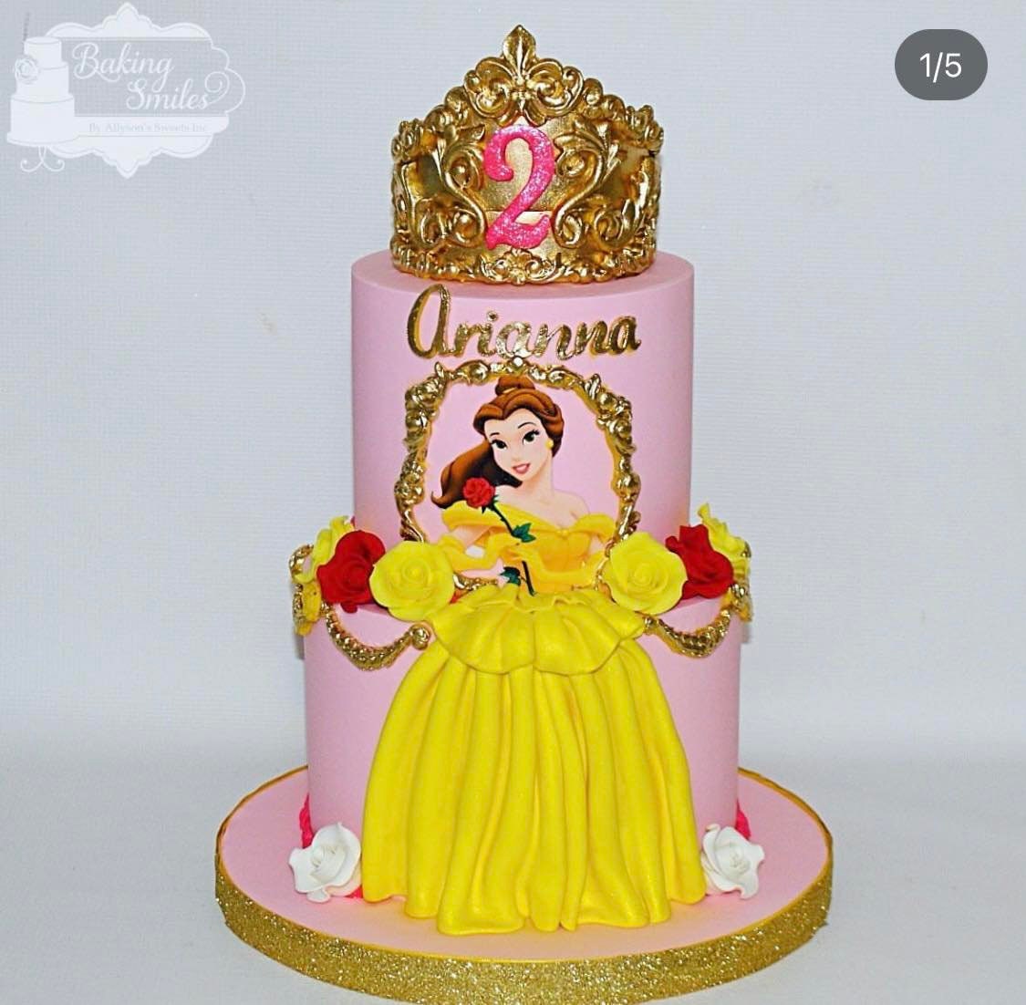 La Bella y la Bestia Cake topper LISTA DIGITAL Belle Hoja de glaseado ...