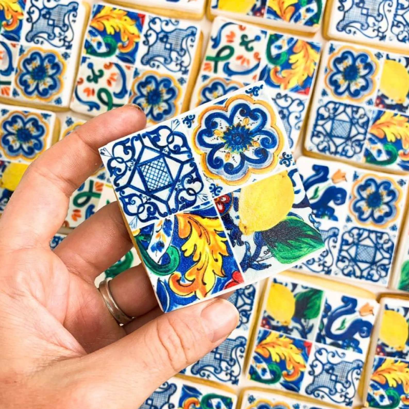 Amalfi Tile DIGITAL LISTING Cookie Positano Pattern Tile Cookie Print ...