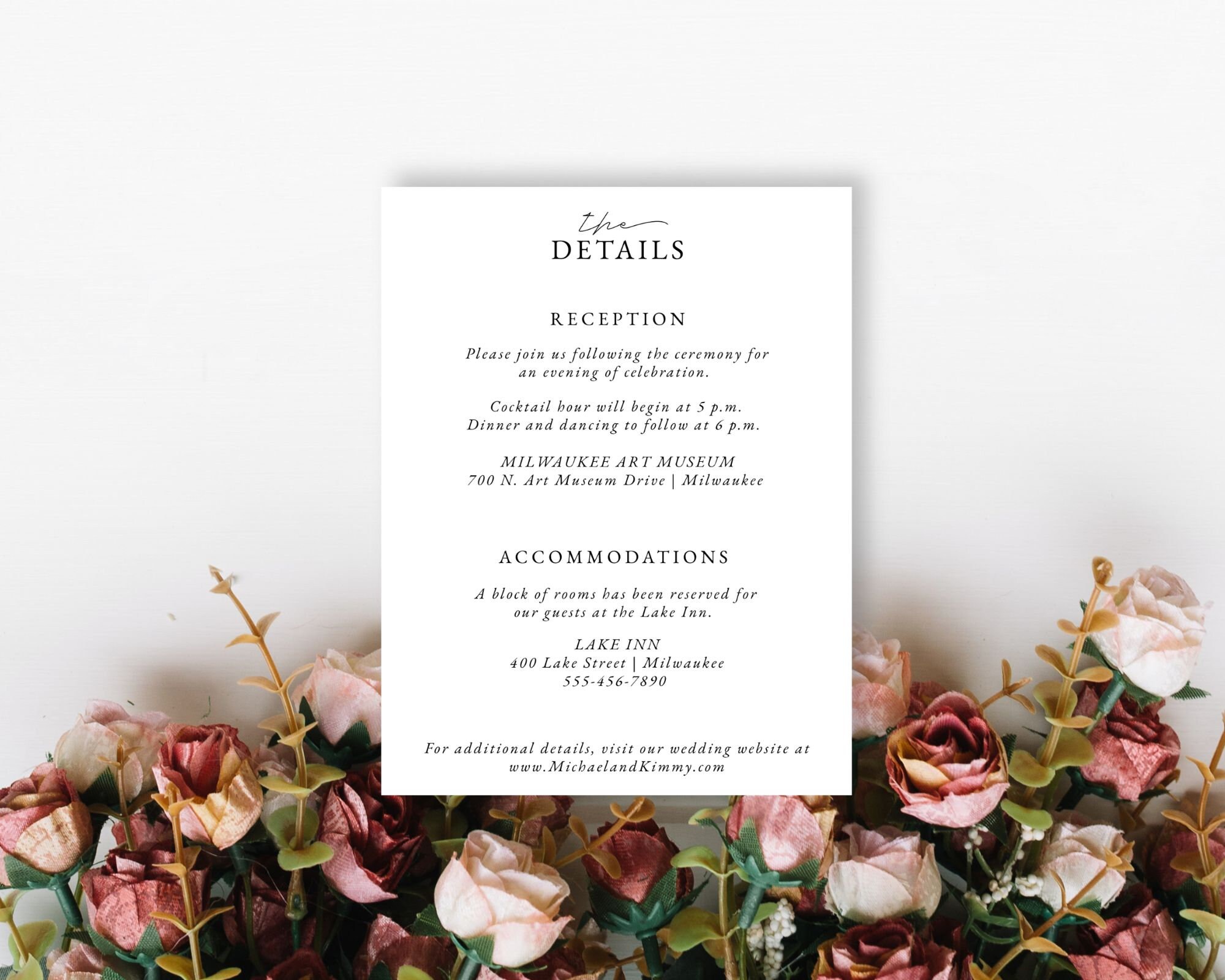 Simple Details Card Template for Wedding Invitation | DIY Printable ...