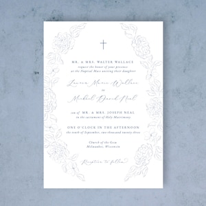 Floral Catholic Wedding Invitation Template for Nuptial Mass ...