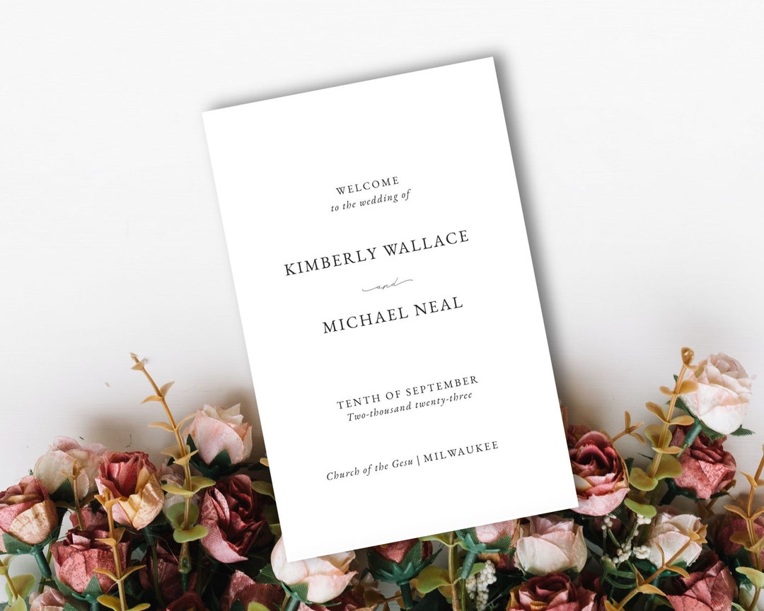 Catholic Wedding Program Template: Simple Nuptial Mass Bifold ...