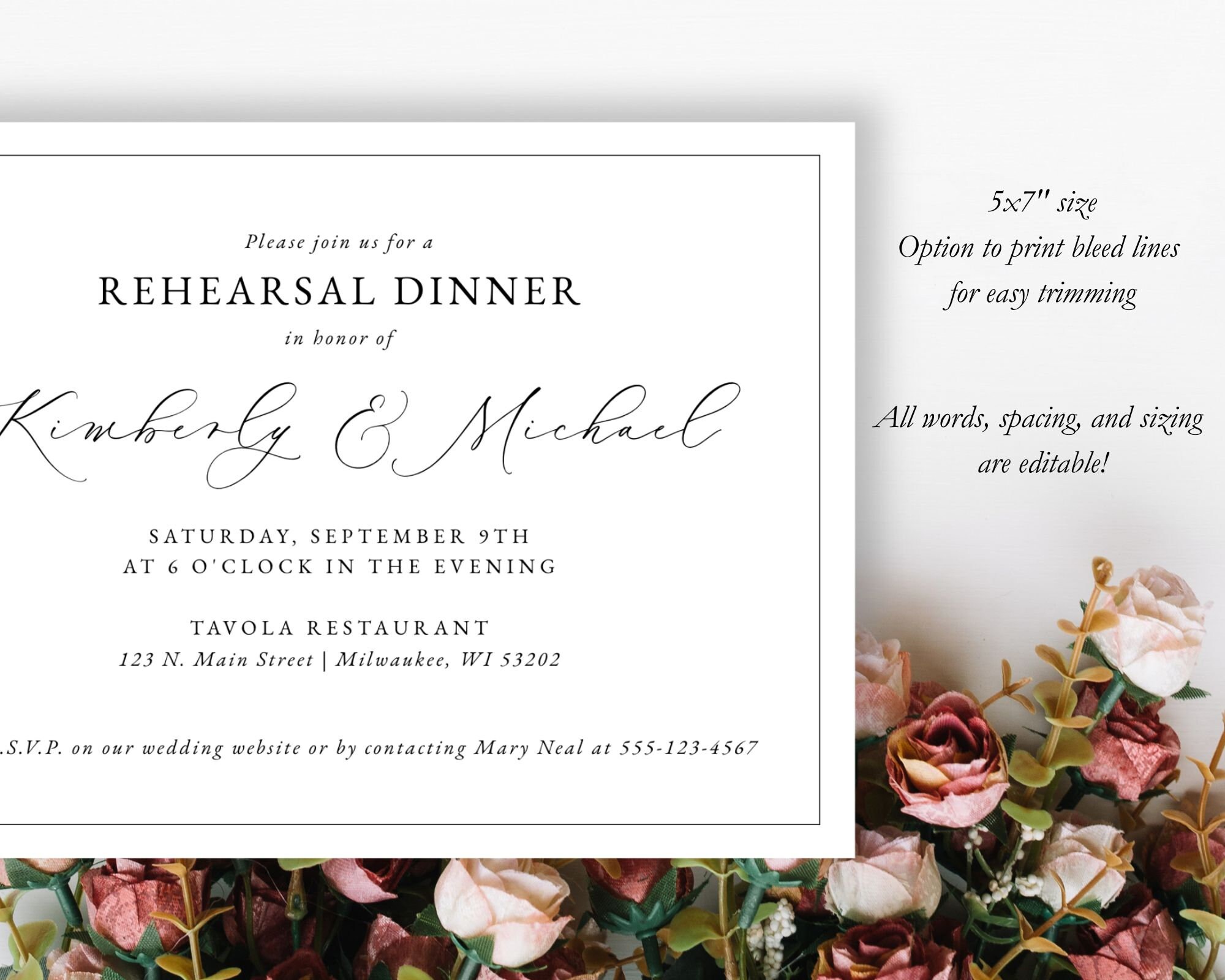 Classic Rehearsal Dinner Invitation Template | Printable Instant ...