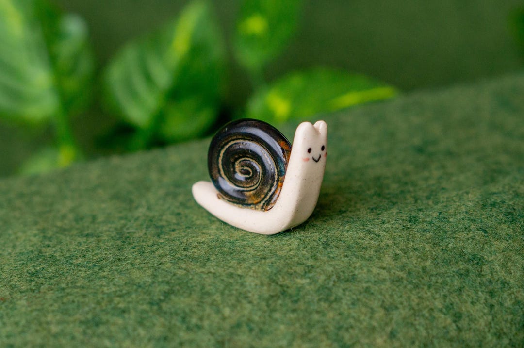 Mini Ceramic Snail | Handmade Forest Friend Figurine | Glossy Blue ...