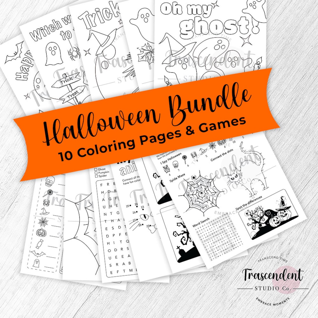 Halloween Printable Bundle - Spooky Fun Coloring and Playing - Etsy