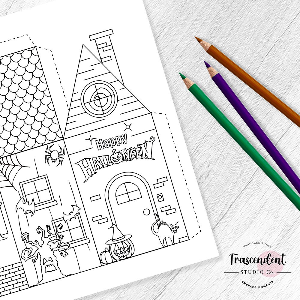 Halloween Haunted House Paper Craft - Digital Download - Etsy