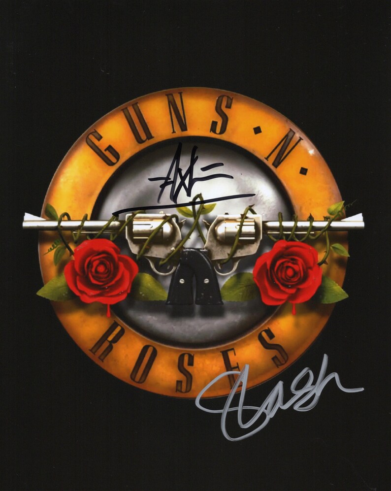 RP Axl Rose & Slash GNR Signed Photo 8x10 Reprint COA Certificate of ...