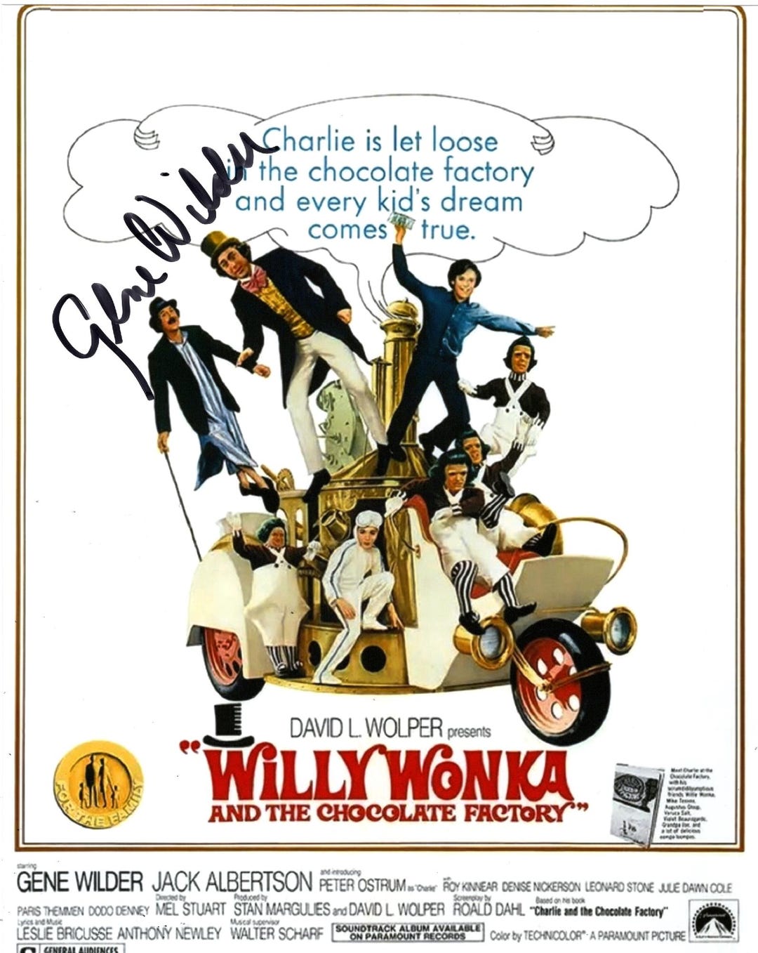 RP Gene Wilder Signed Willy Wonka Photo 8x10 Reprint COA Certificate of Authentication ...