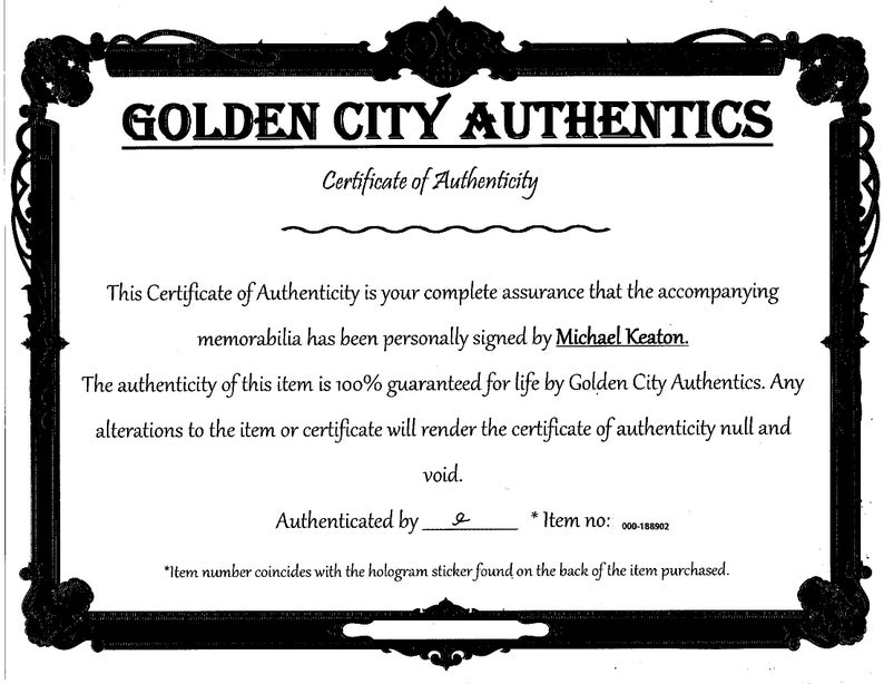 RP Michael Keaton Signed Batman Photo 8x10 Reprint COA Certificate of ...