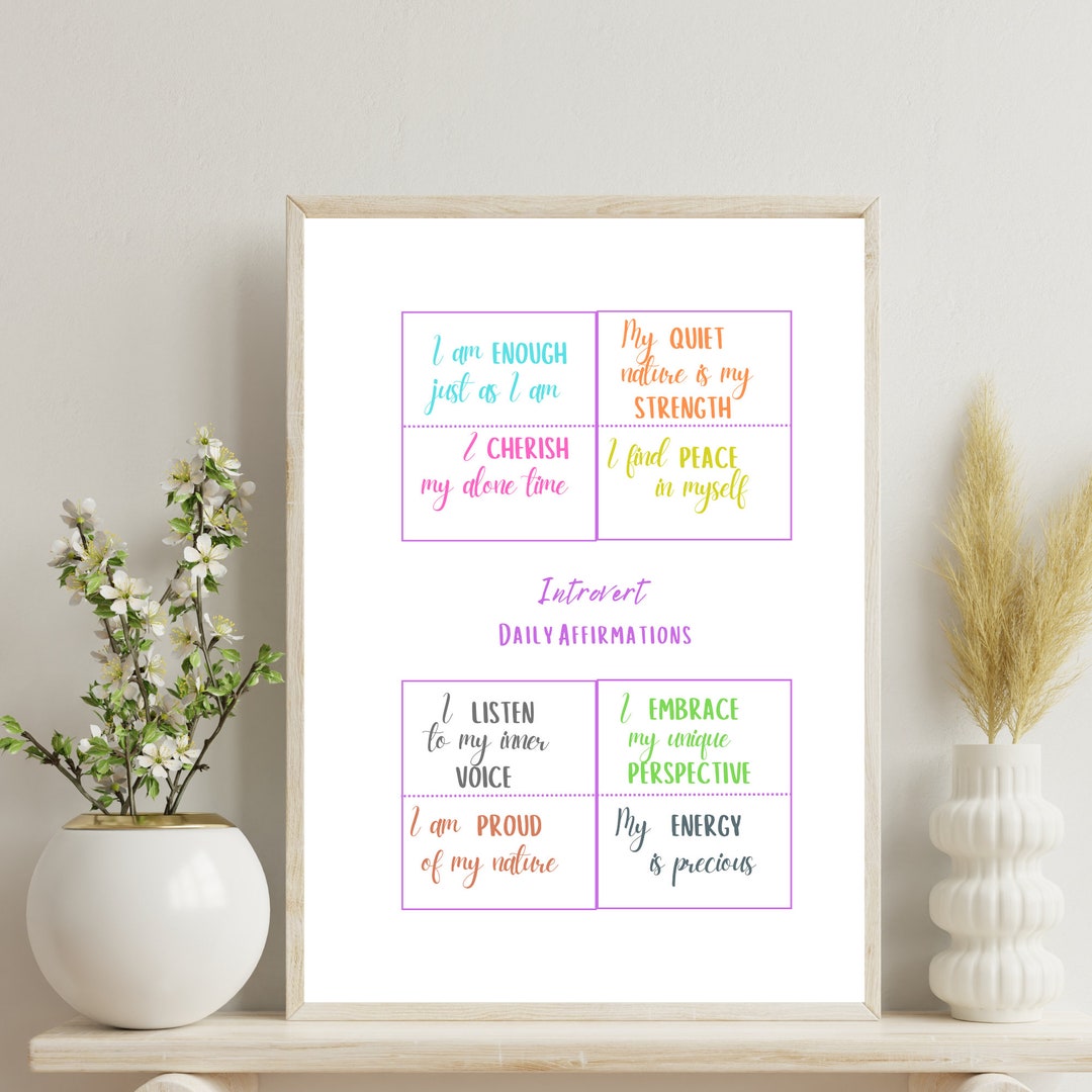 Positive Affirmation Wall Art Quotes for Introverts Motivational Decor ...