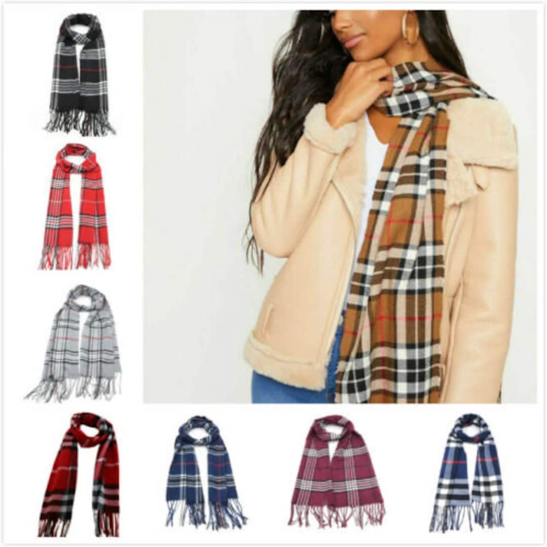 Classic Scottish Tartan Checks Scarf Unisex Fringing Wrap Long Cosy ...