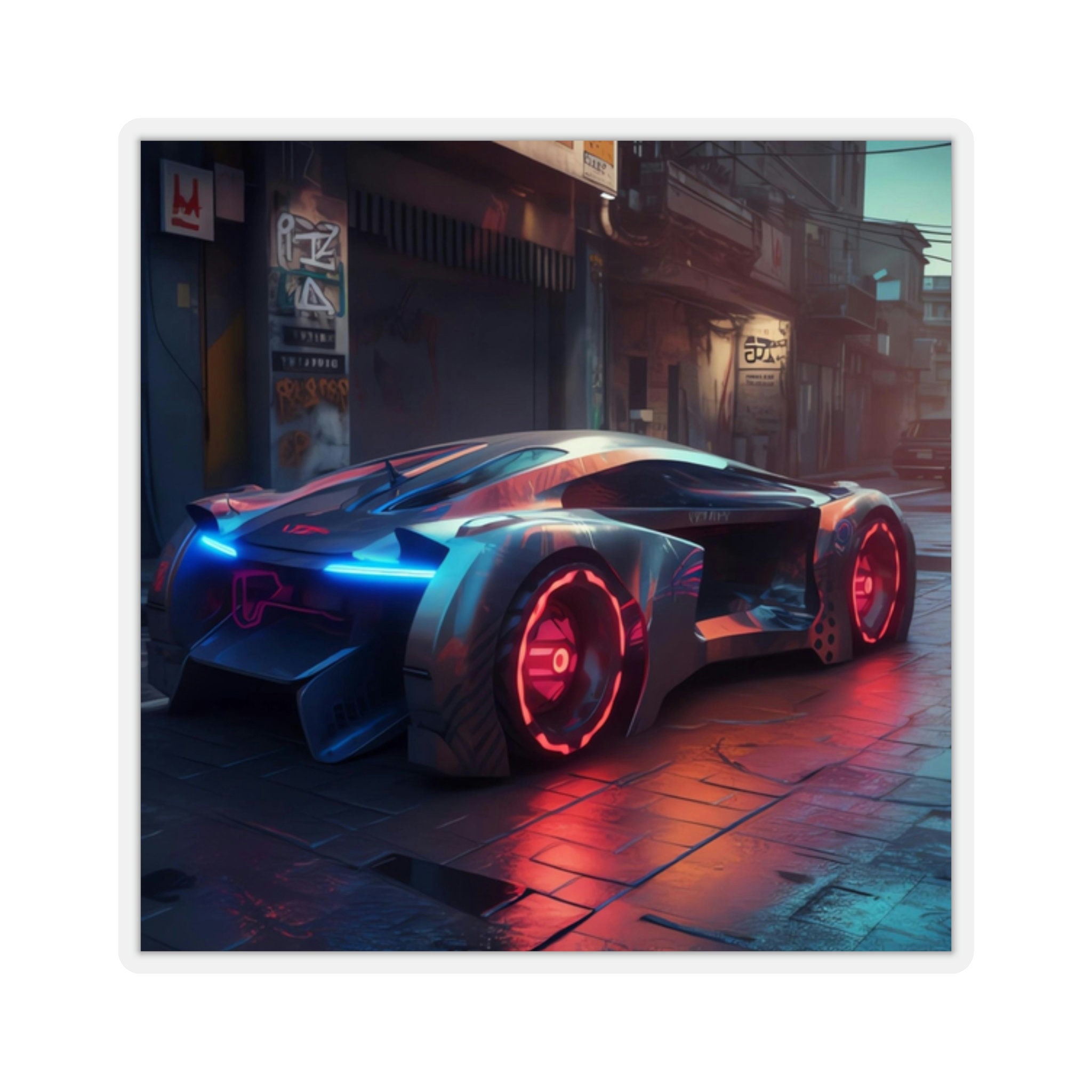Futuristic Car Sticker, Cyberpunk Vinyl Decal, Laptop Decal, Water ...