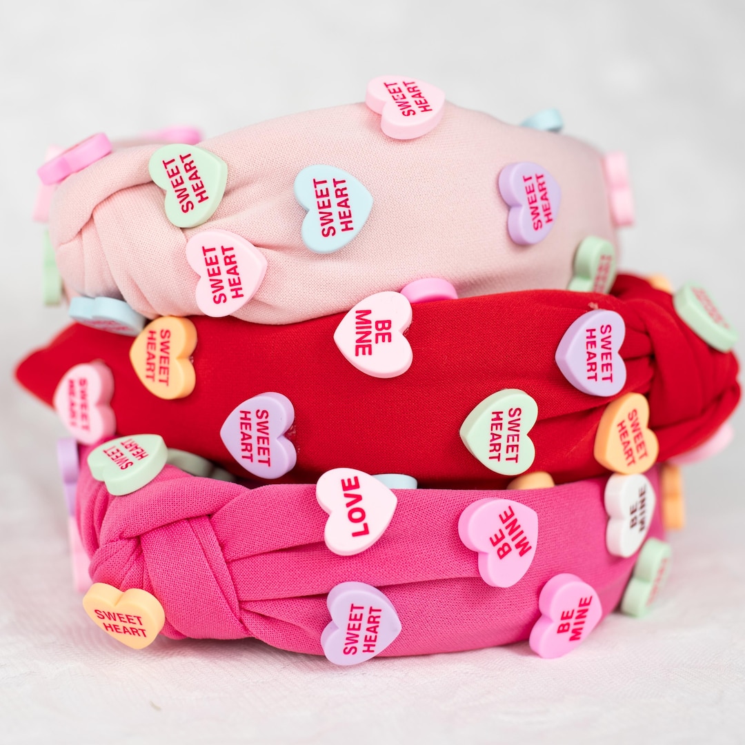 Candy Hearts Knotted Headbands for Girls, Valentine’s Day Women ...