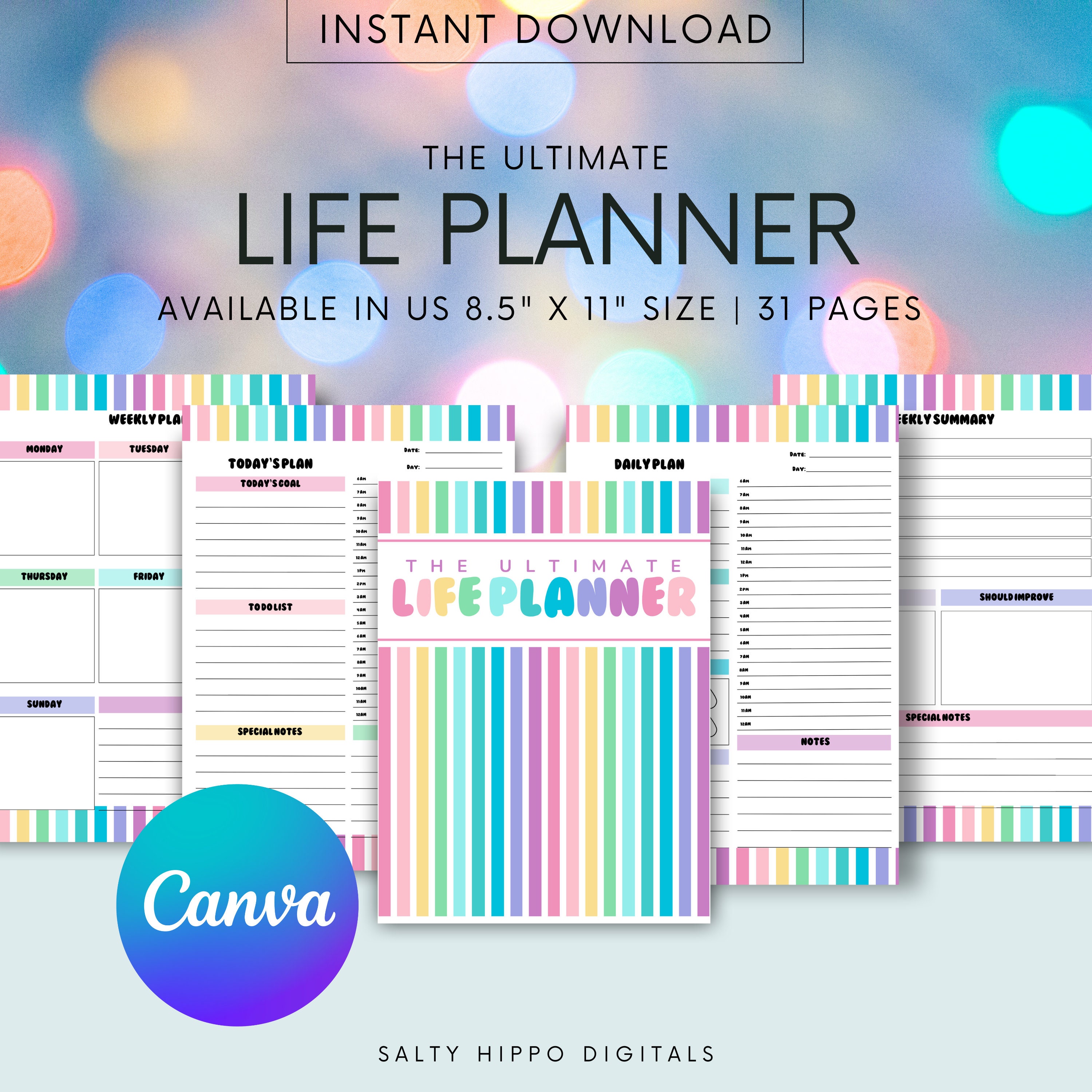 Ultimate Life Planner Academic Personal Templates Custom Personalized ...