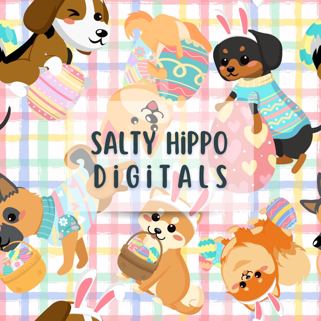 Easter Doggies in Plaid SEAMLESS JPG Digital Paper Background Print ...