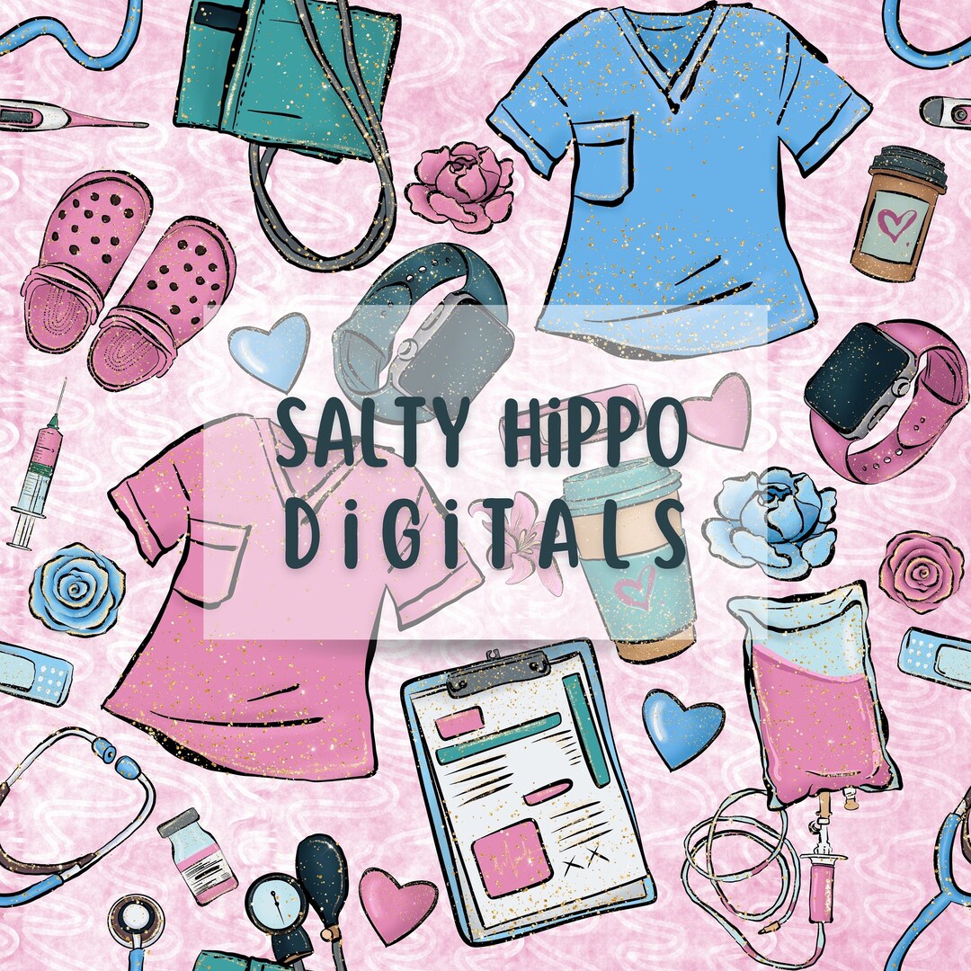 Bougie Nurse in Pink SEAMLESS JPG Digital Paper Background Print ...