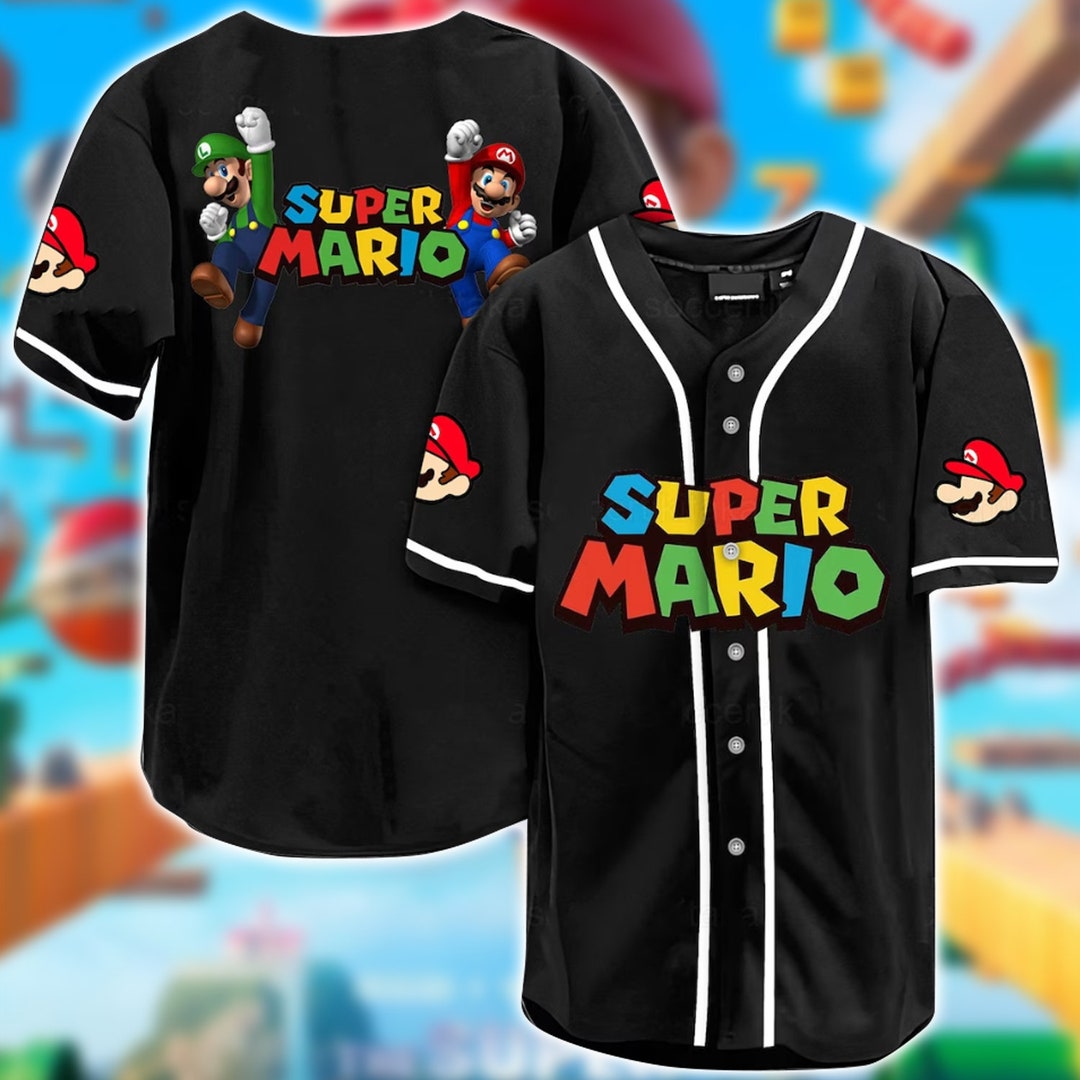 Super Mario Shirt Super Mario Baseball Jersey Mario Jersey - Etsy