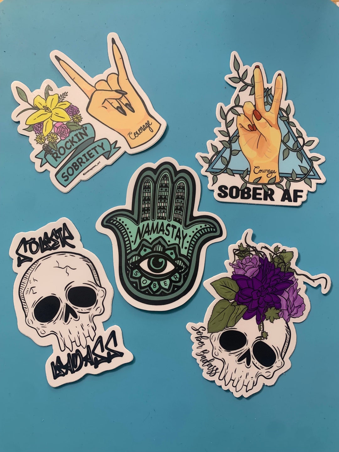 Sobriety Sticker Set of 5 Empowering Rockin Sobriety Sober AF Sober ...
