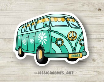 Multicolor Hippie Van Aesthetic Sticker - Etsy
