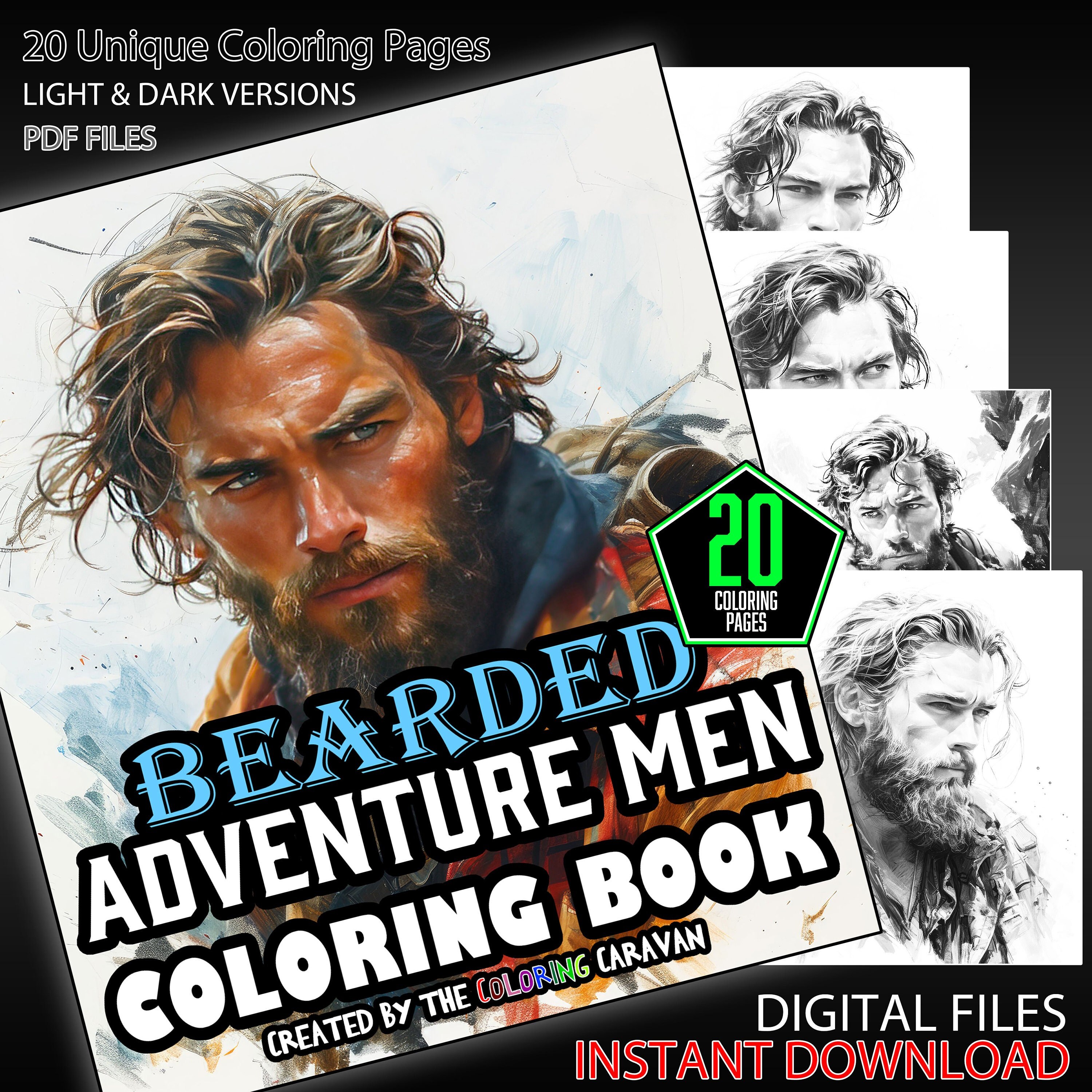Bearded Adventure Men Coloring Pages Rugged Outdoors Men Color Pages ...