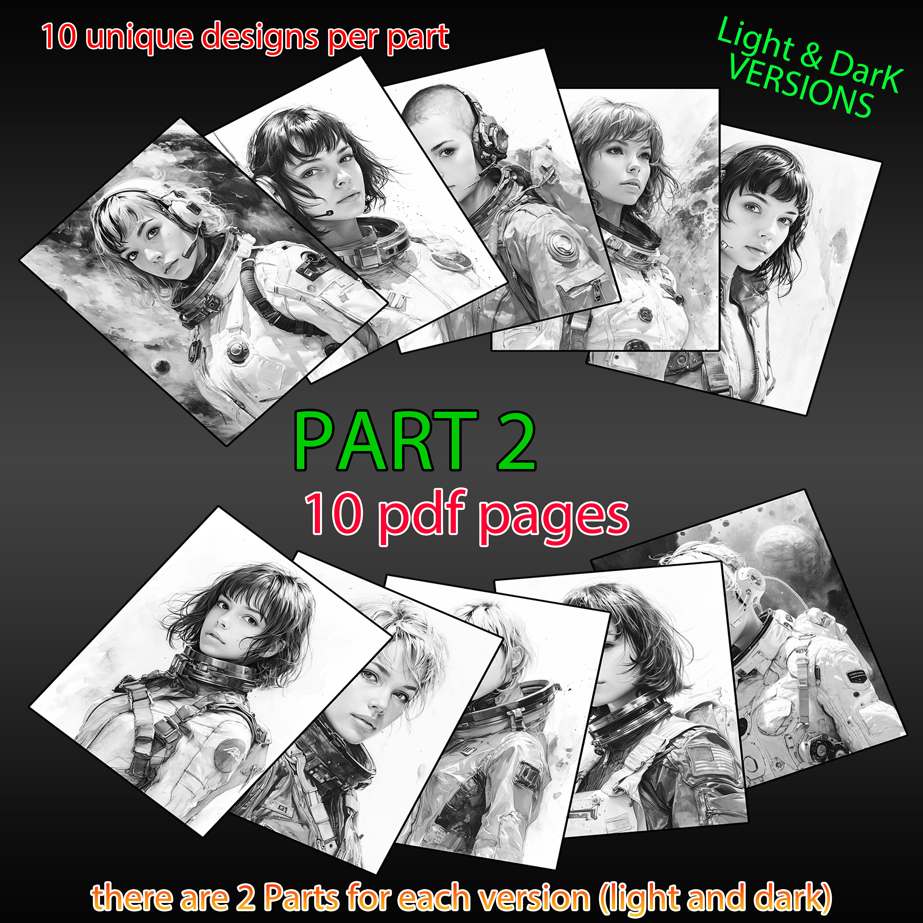 Female Space Explorers Coloring Pages | Instant Download | Coloring ...