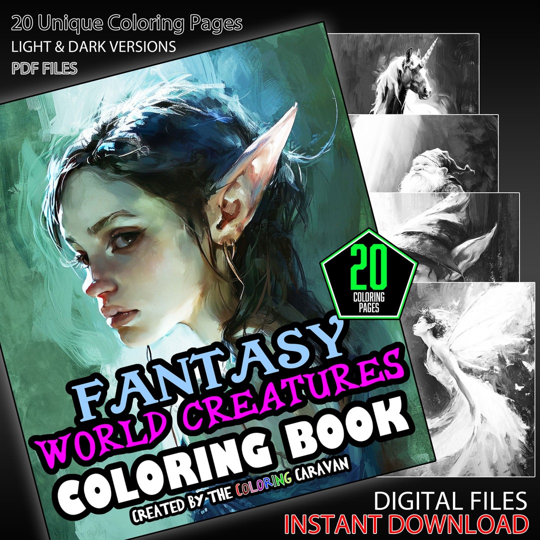 Fantasy World Characters Coloring Pages | Instant Download | Coloring ...