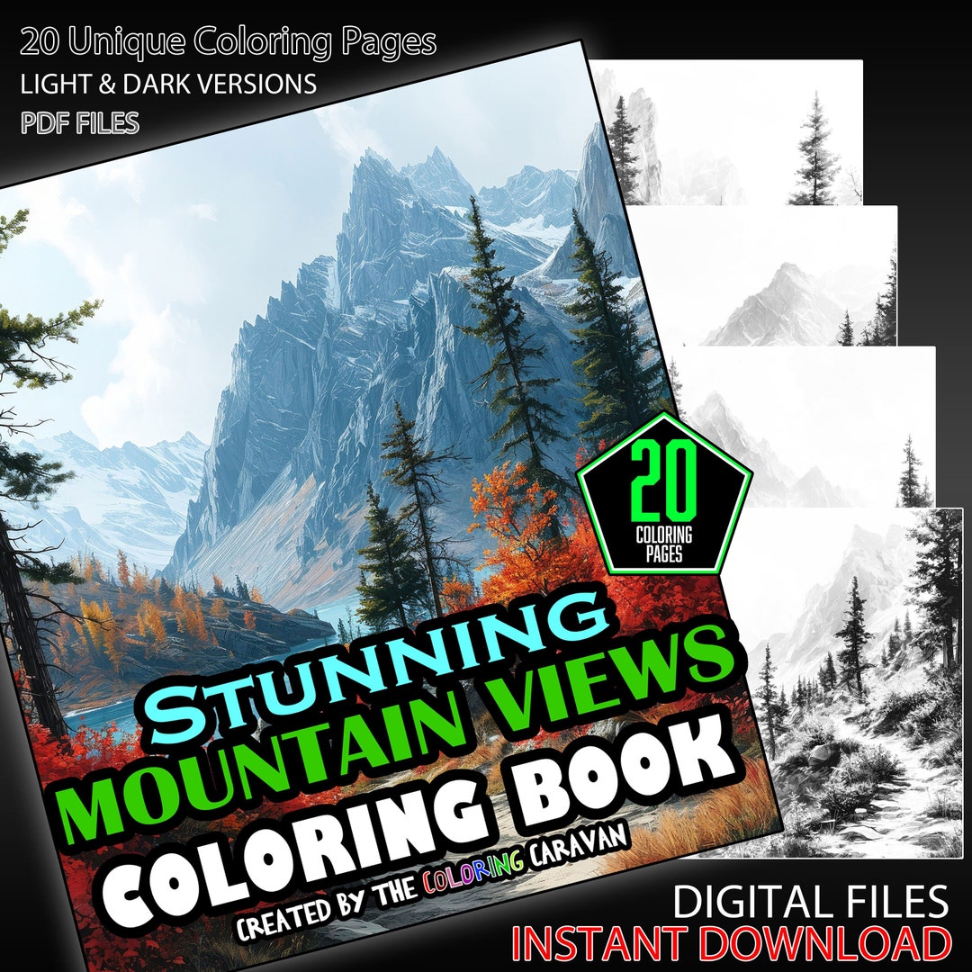 Stunning Mountain Views Coloring Pages | Breathtaking Scenery Art ...
