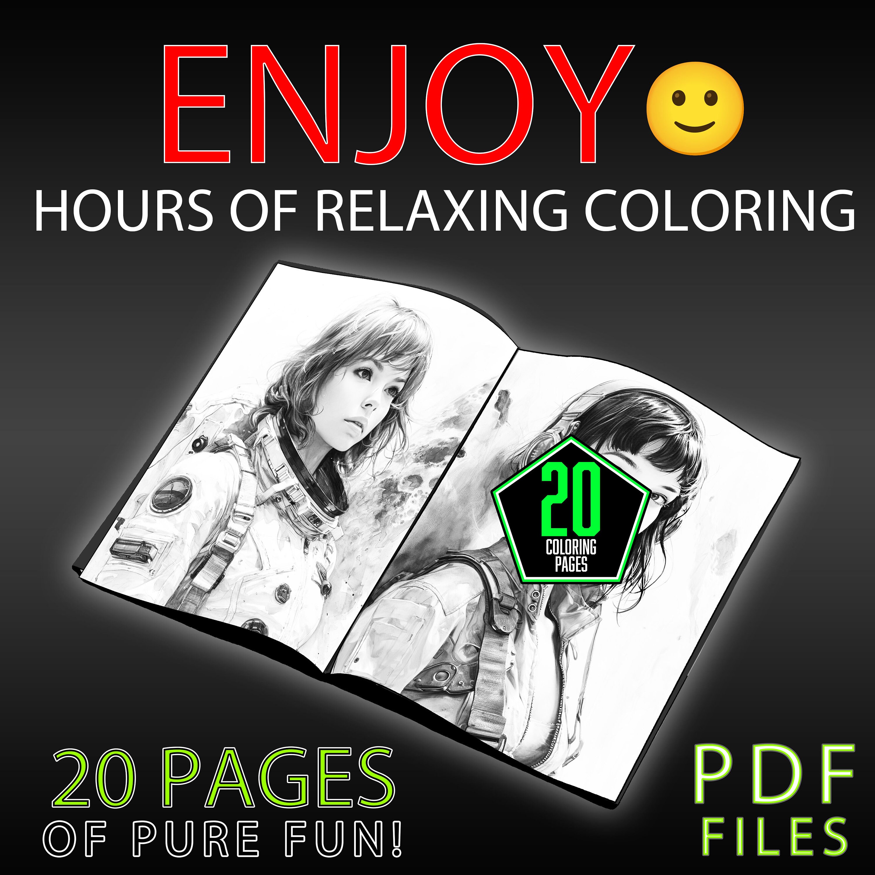 Female Space Explorers Coloring Pages | Instant Download | Coloring ...