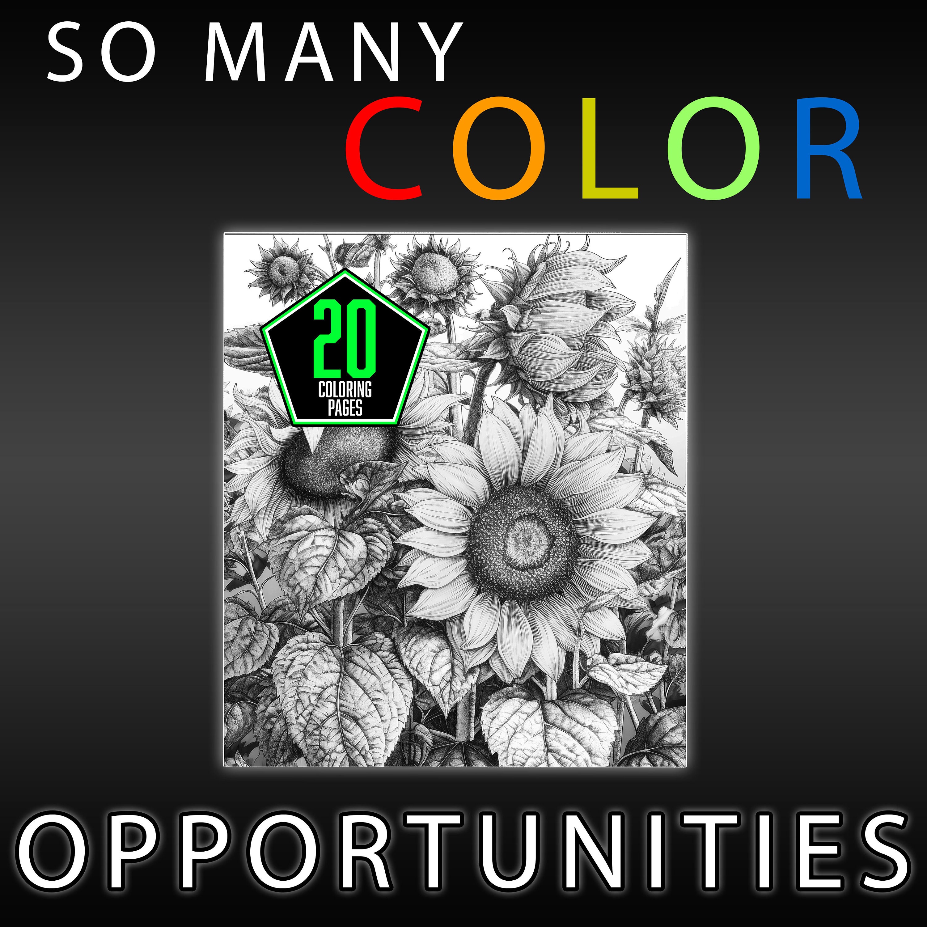 Summer Sunflower Scenes Coloring Pages | Instant Download | Coloring ...