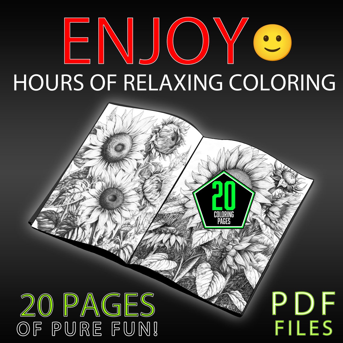 Summer Sunflower Scenes Coloring Pages Instant Download Coloring Pages ...