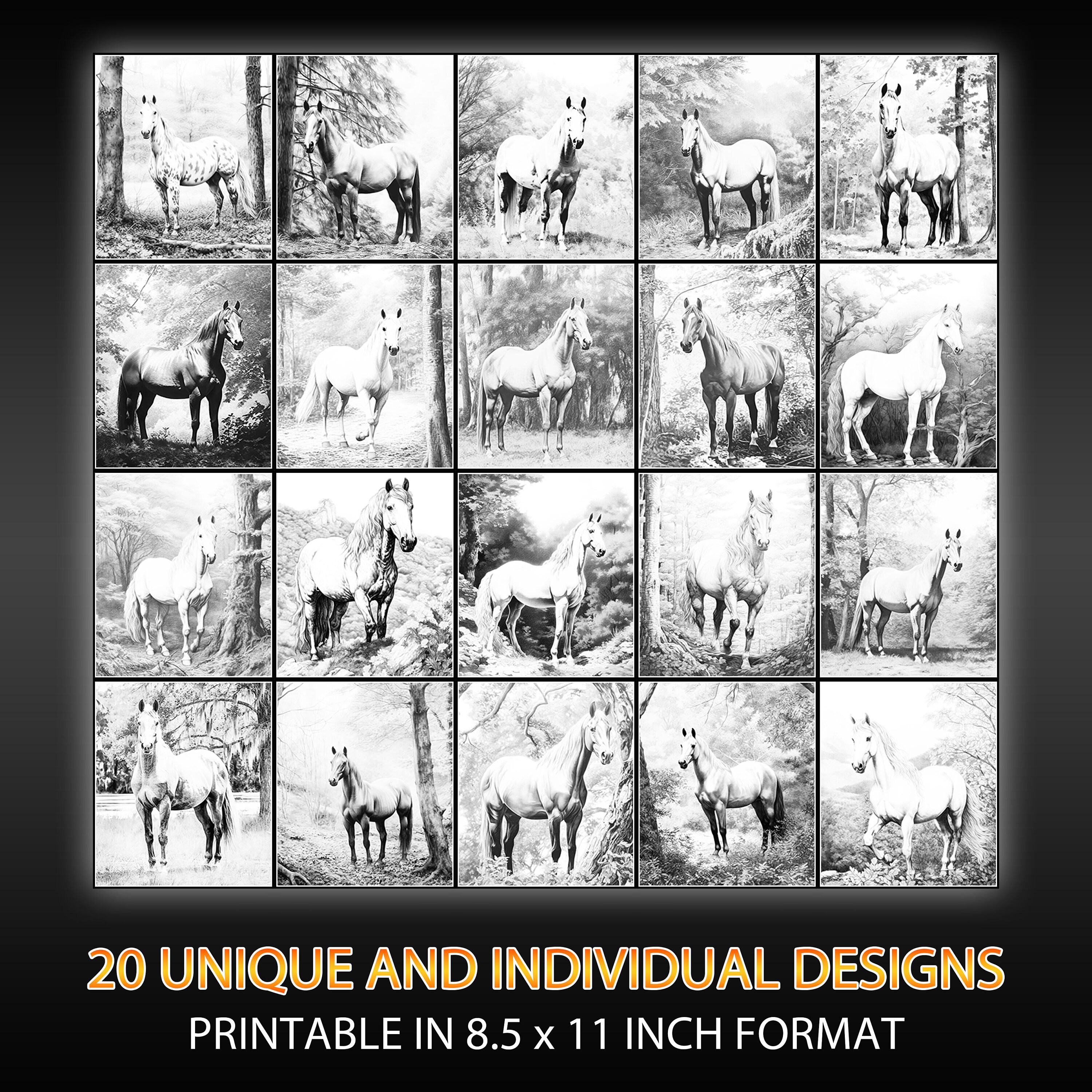 Beautiful Majestic Horses Coloring Pages Instant Download Coloring ...