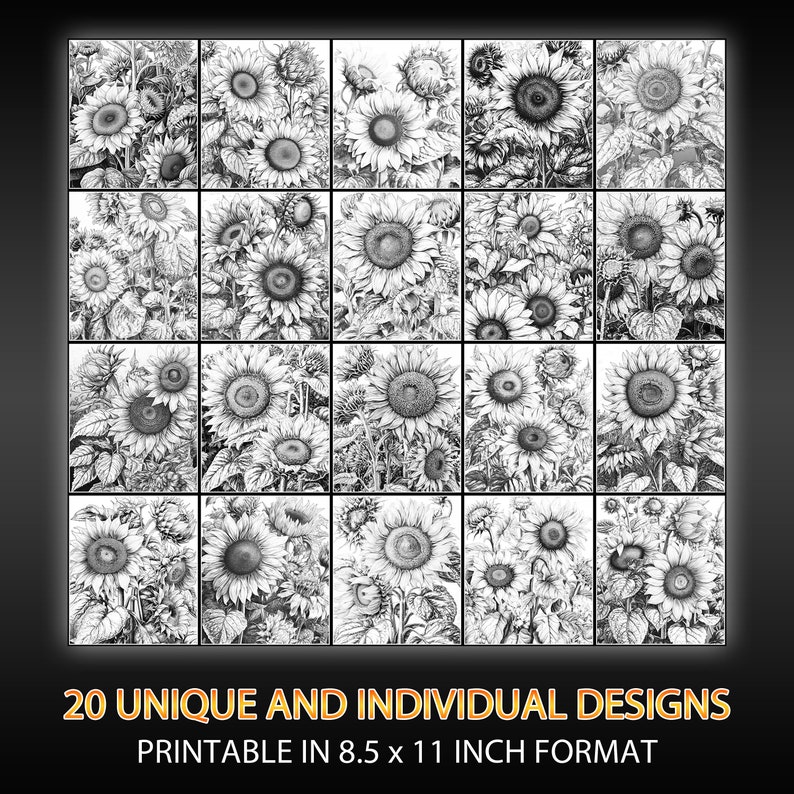 Summer Sunflower Scenes Coloring Pages | Instant Download | Coloring ...