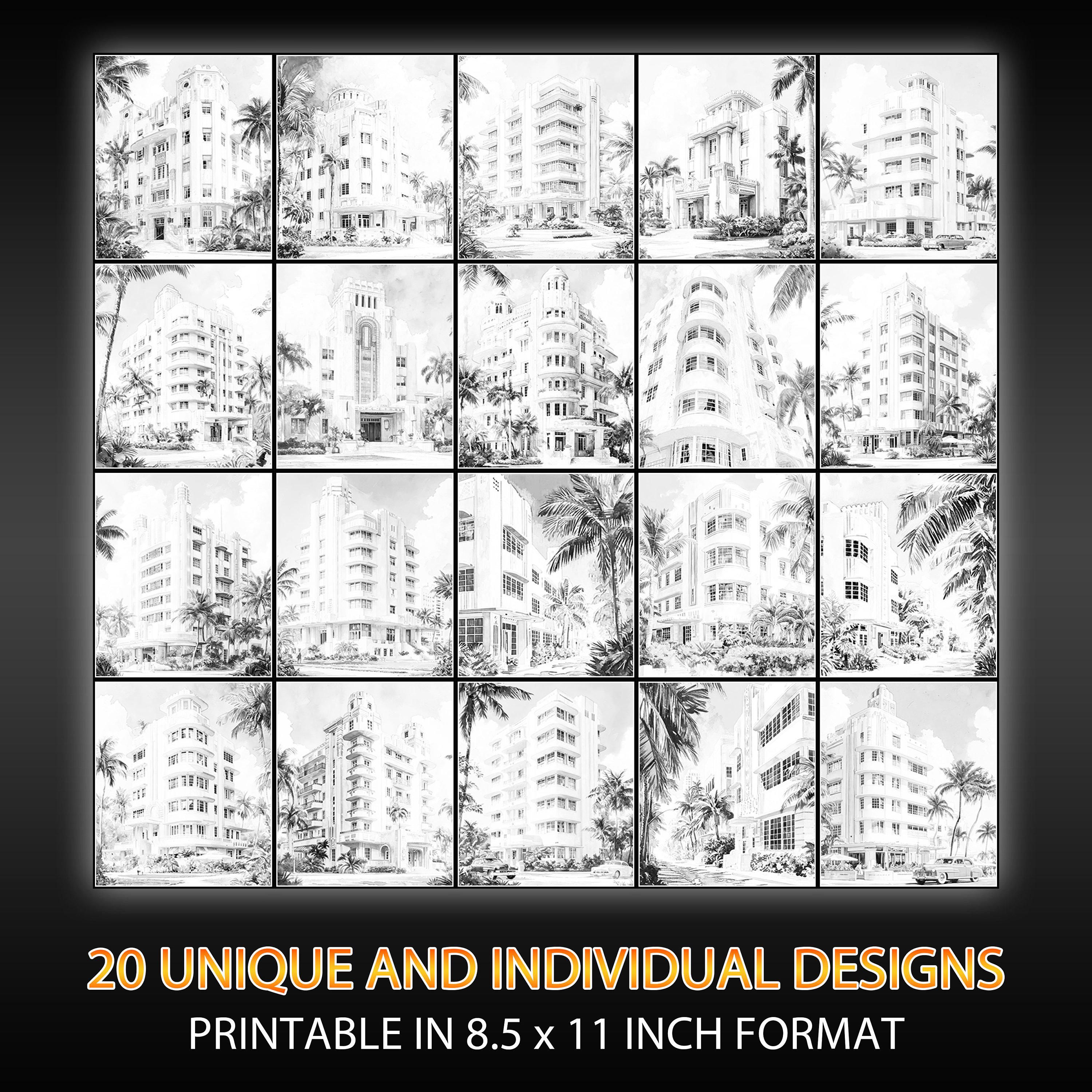 Miami Art Deco Inspired Printable Patterns | Vibrant Retro Designs ...