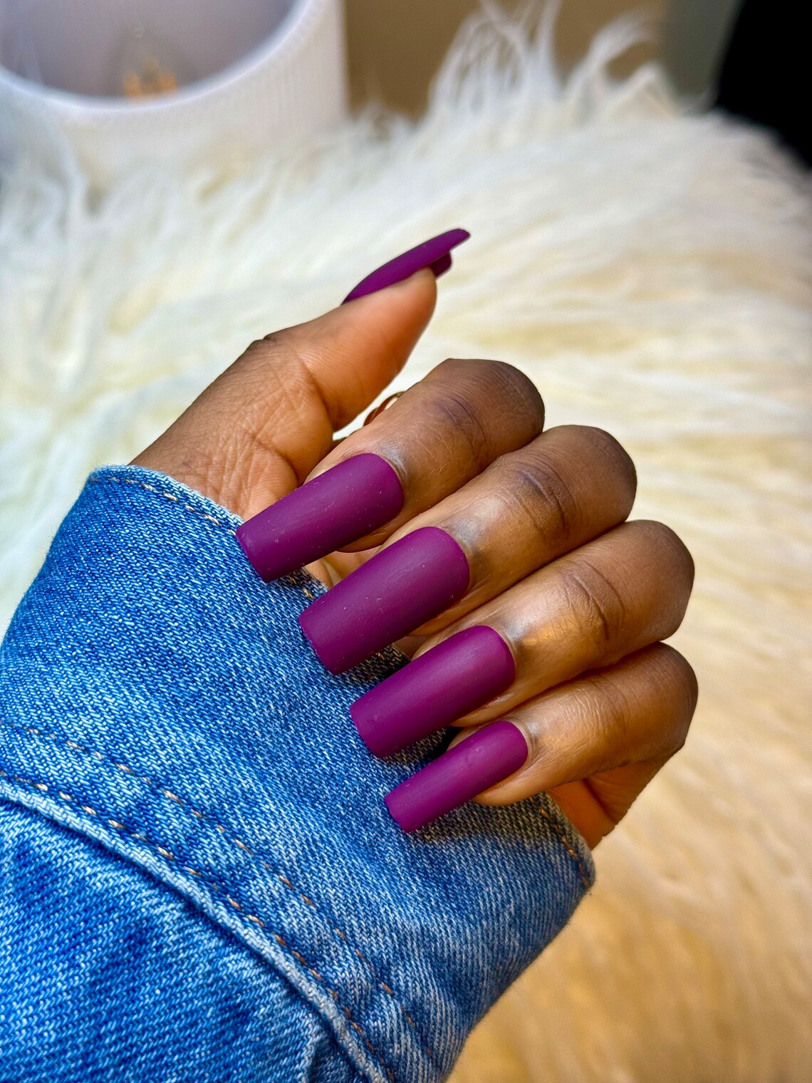 Press on Nails Matte Nails Plum Nails Fall Nails Autumn Nails Winter ...