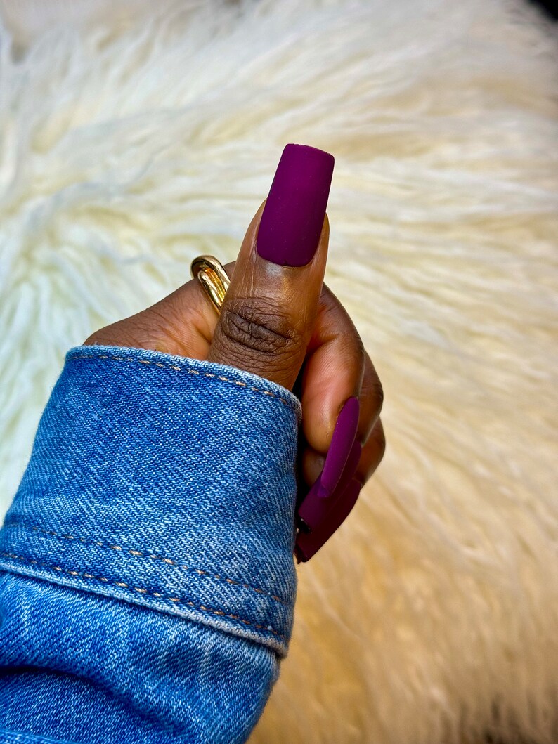 Press on Nails Matte Nails Plum Nails Fall Nails Autumn Nails Winter ...