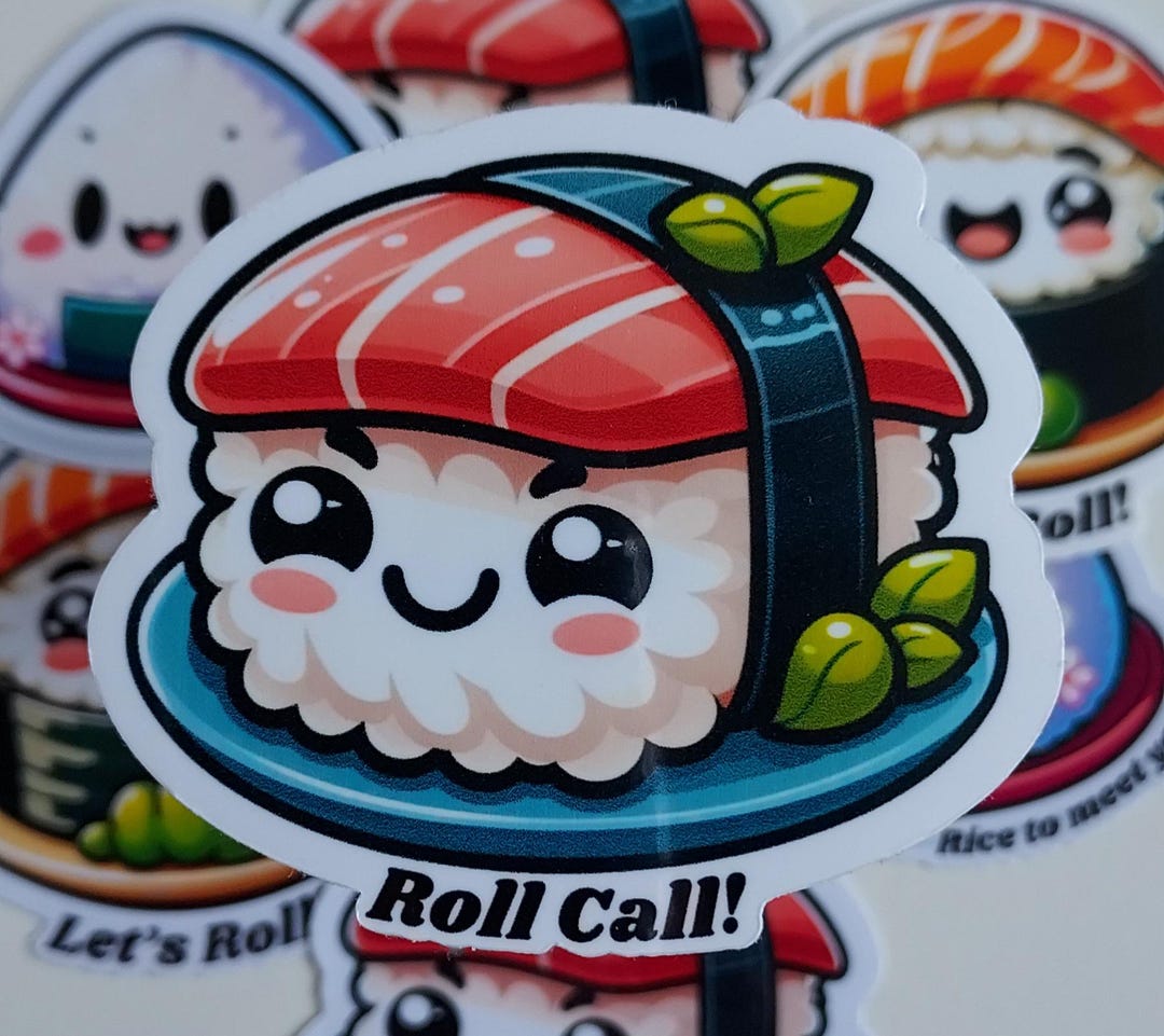 Kawaii Sushi Stickers Pack | Cute Asian Food Stickers | Waterproof ...