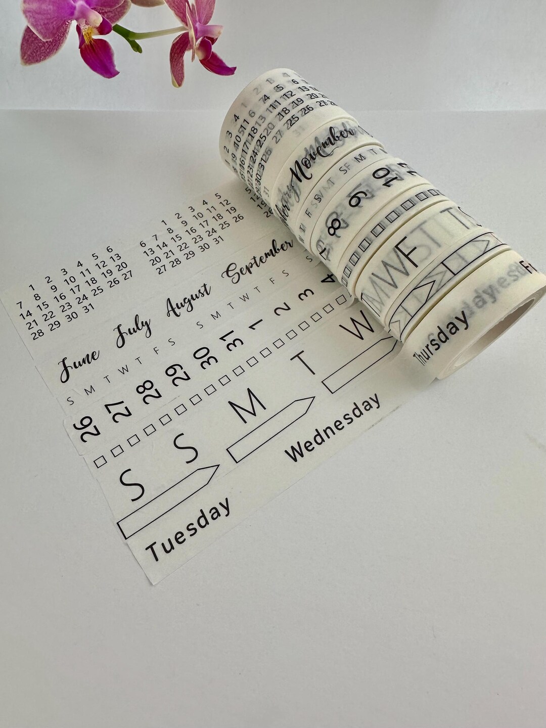 8 Rolls of Calendar Washi Tape- for Journals, Calendars, Planners ...