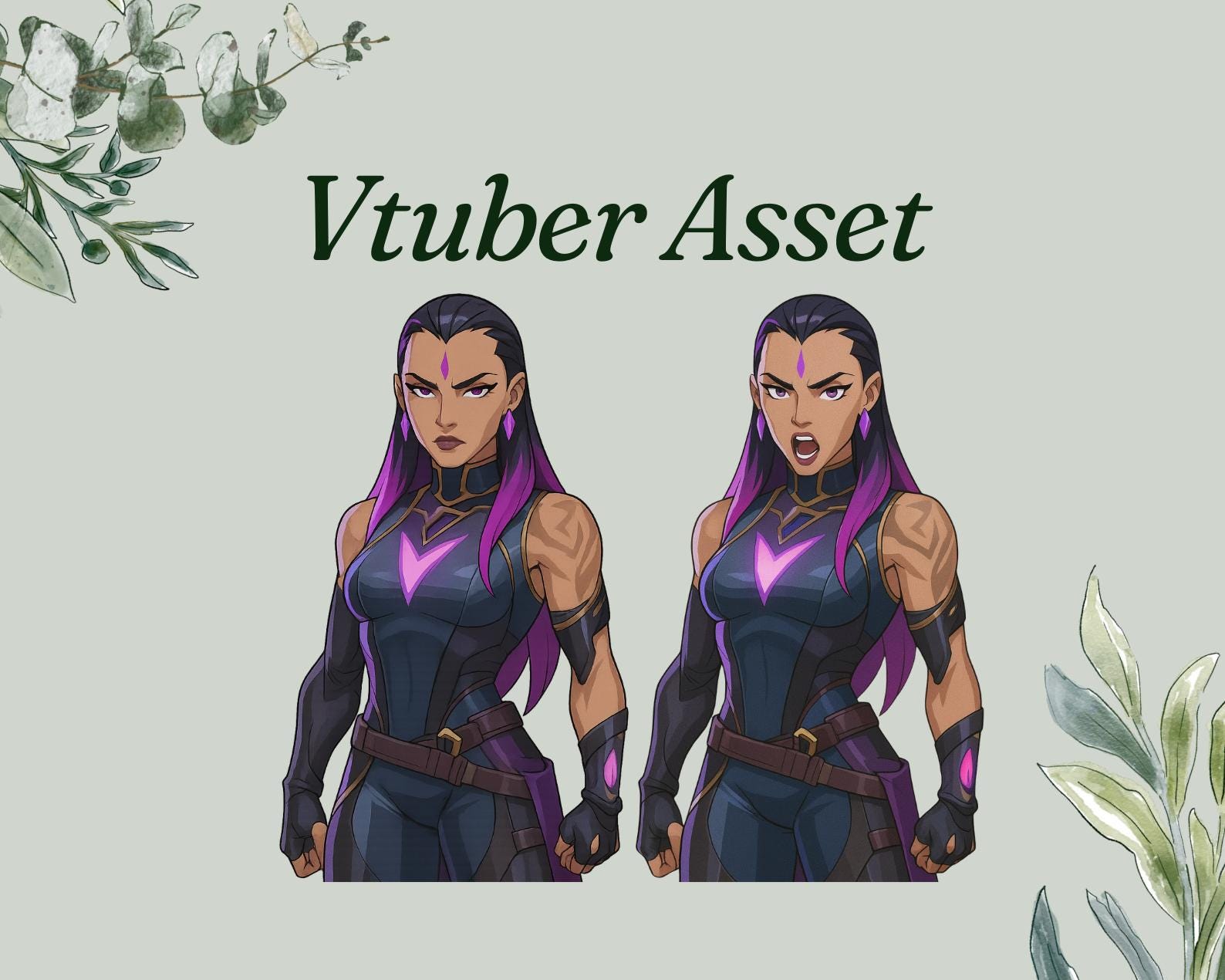 Pngtuber Mouth Open + Closed PNG Downloads Valorant Reyna Character - Etsy