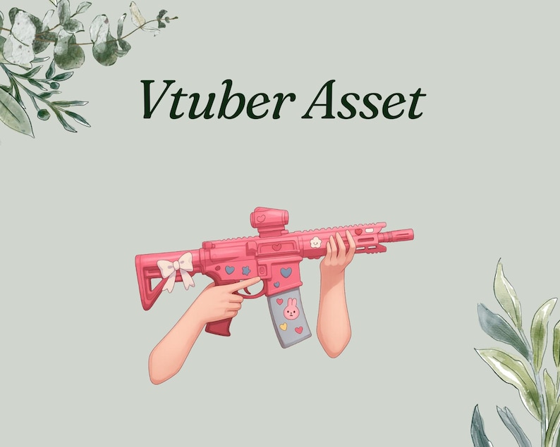 Vtuber Asset Holding Pink Gun PNG Download Instant Transparent BG ...