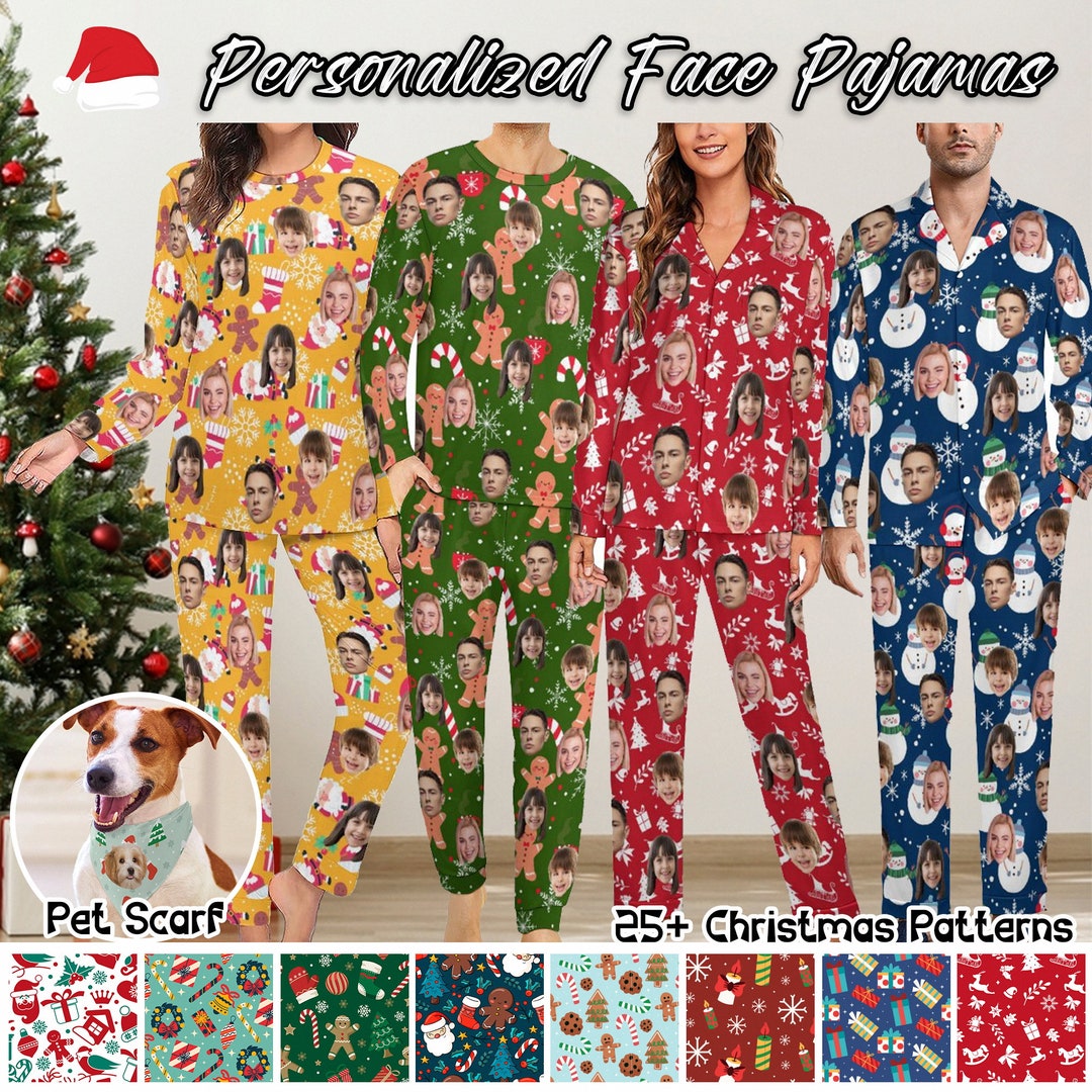 Custom Christmas Pajamas Set Personalized Face Long Pajama - Etsy