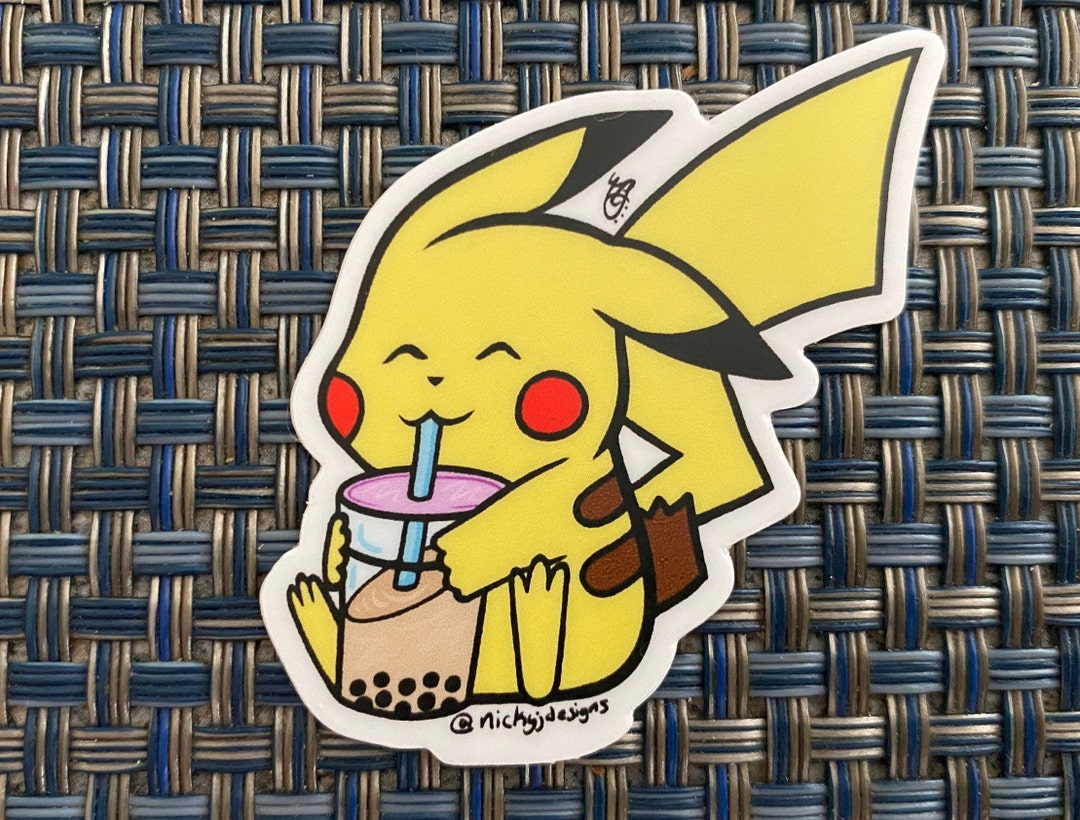 Pikachu Bubble Tea Sticker - Etsy